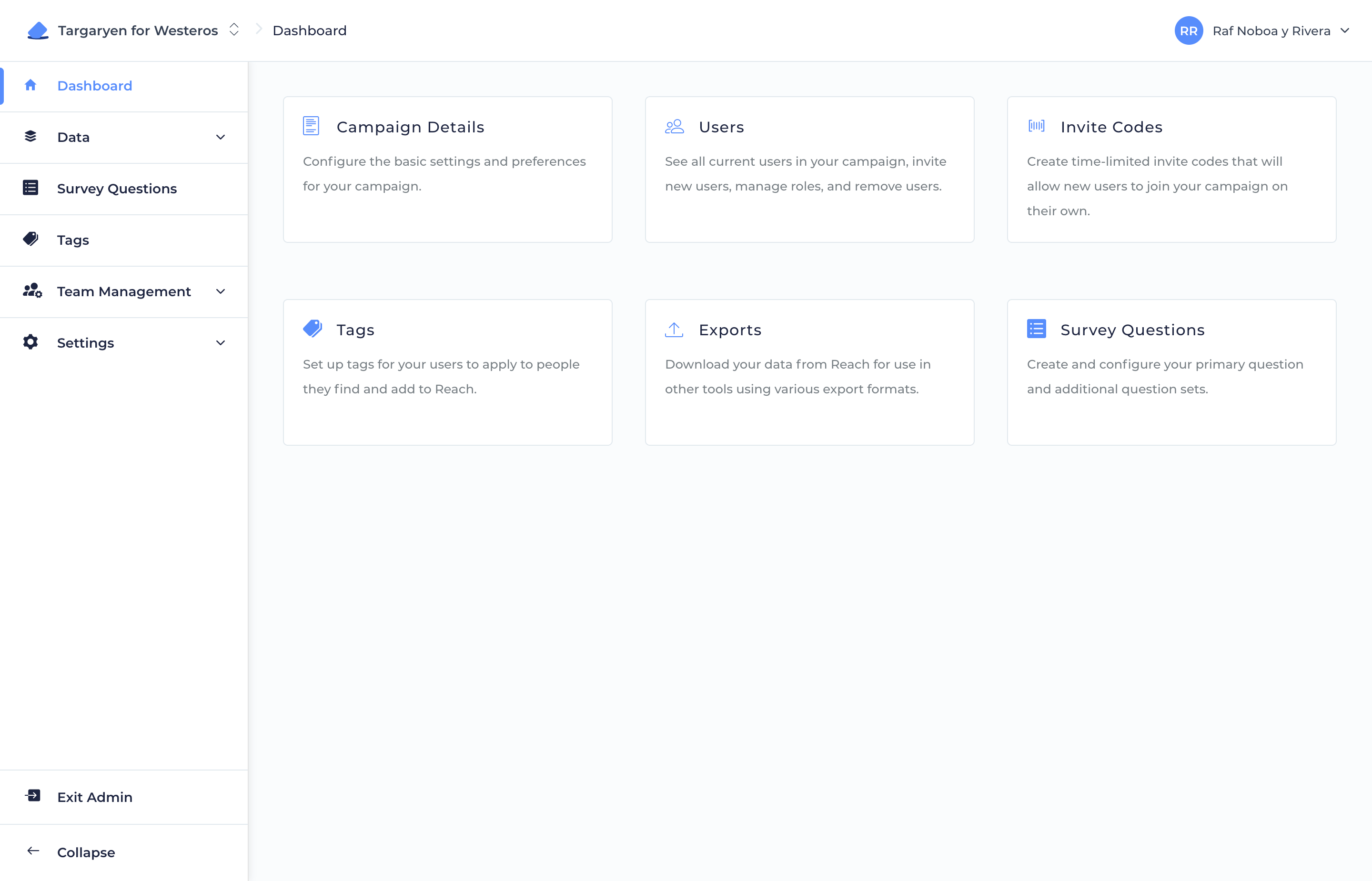 About the Admin Dashboard | Reach