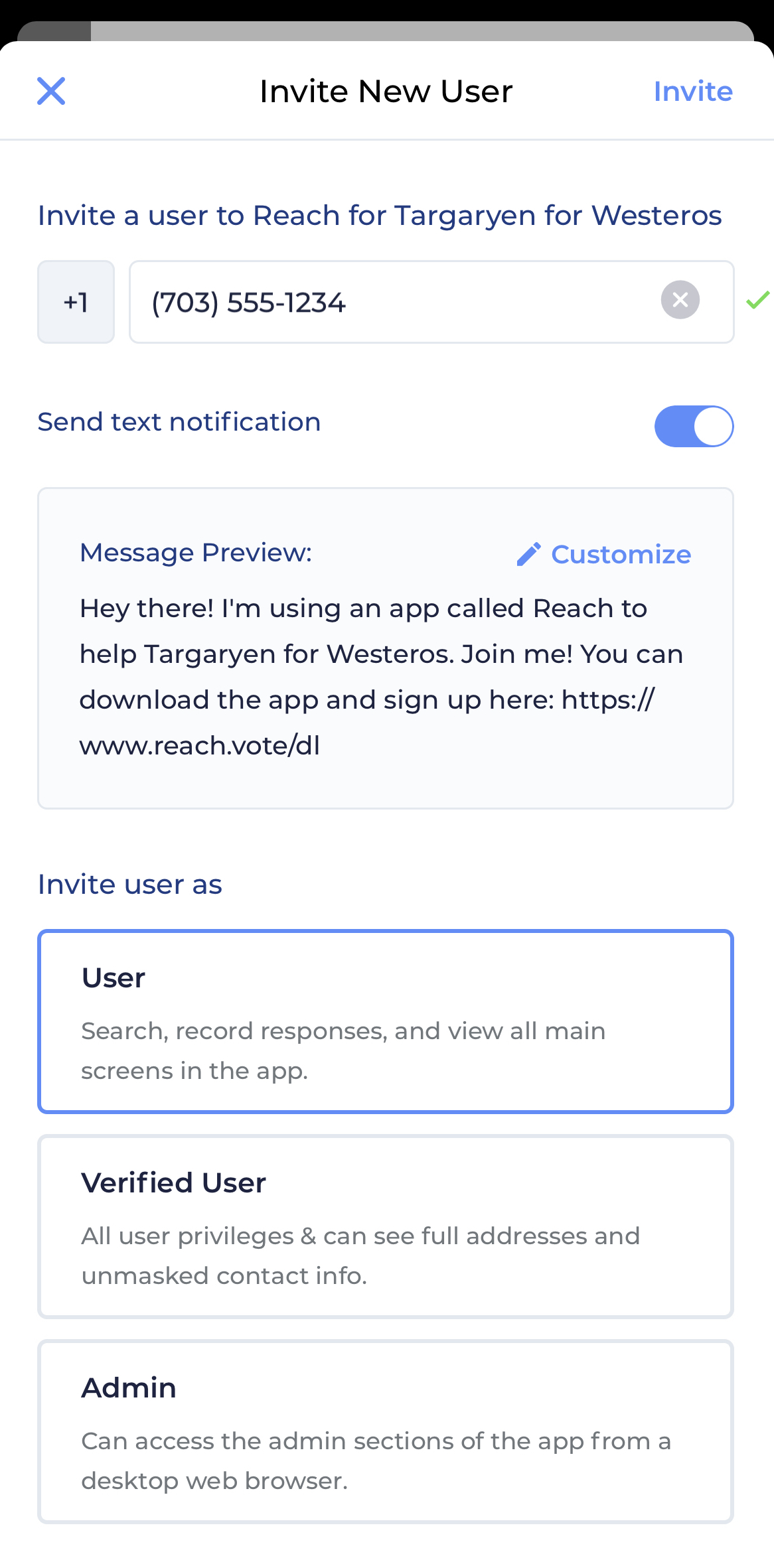 Inviting Users | Reach