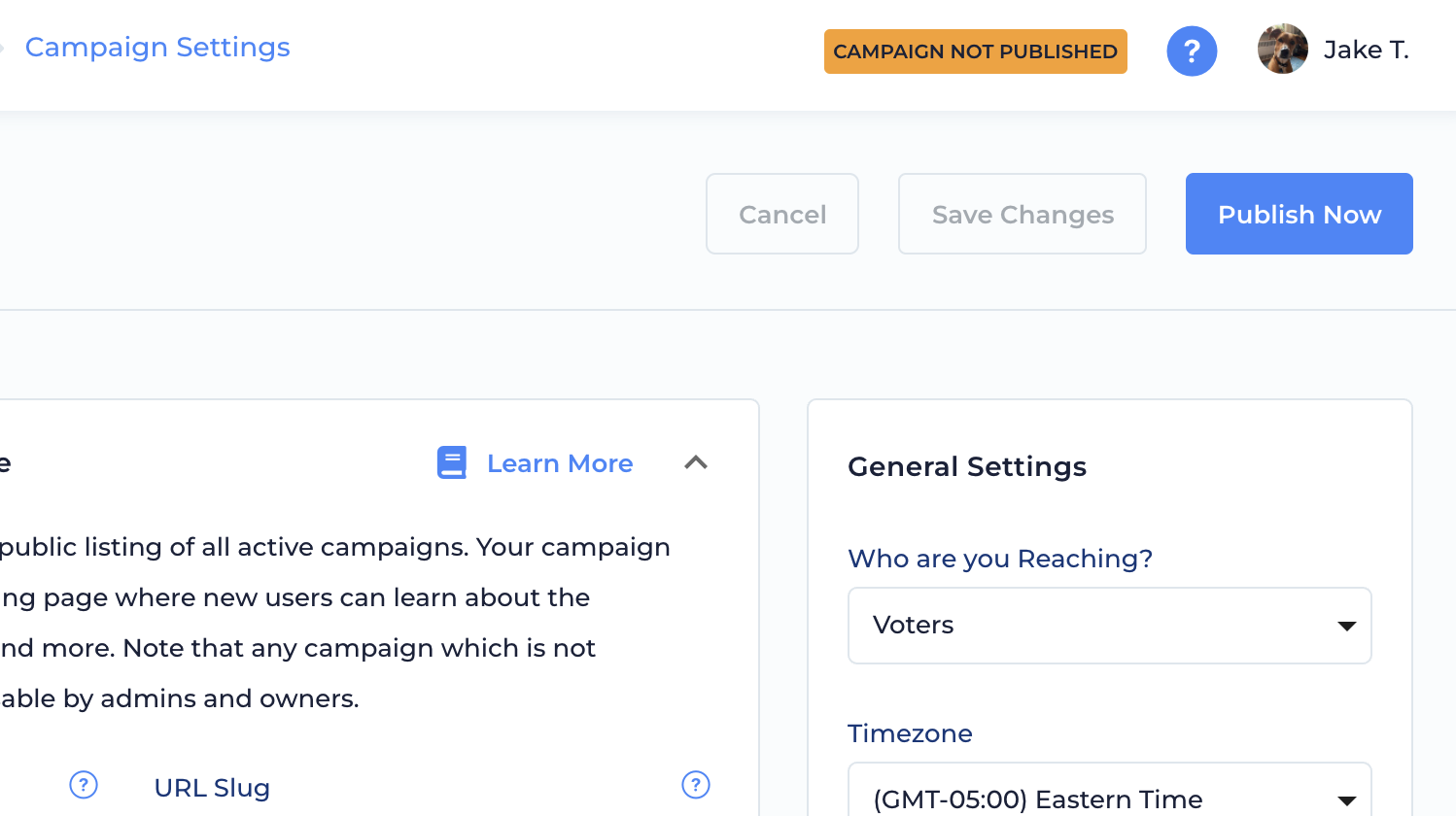 Campaign Settings Reach