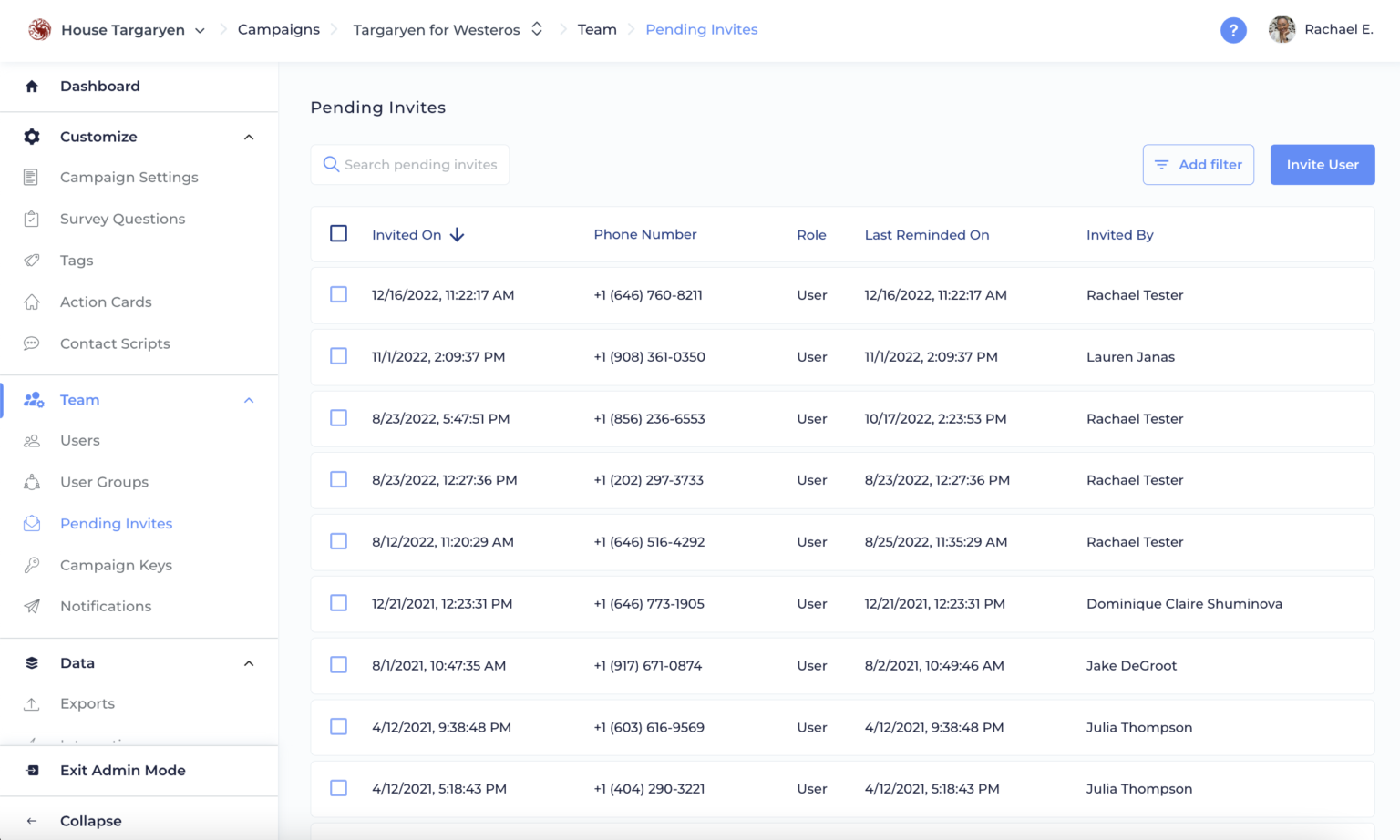 Pending Invites | Reach